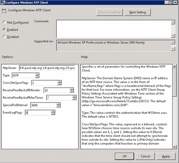 Configure NTP Servers GPO – RaySSL
